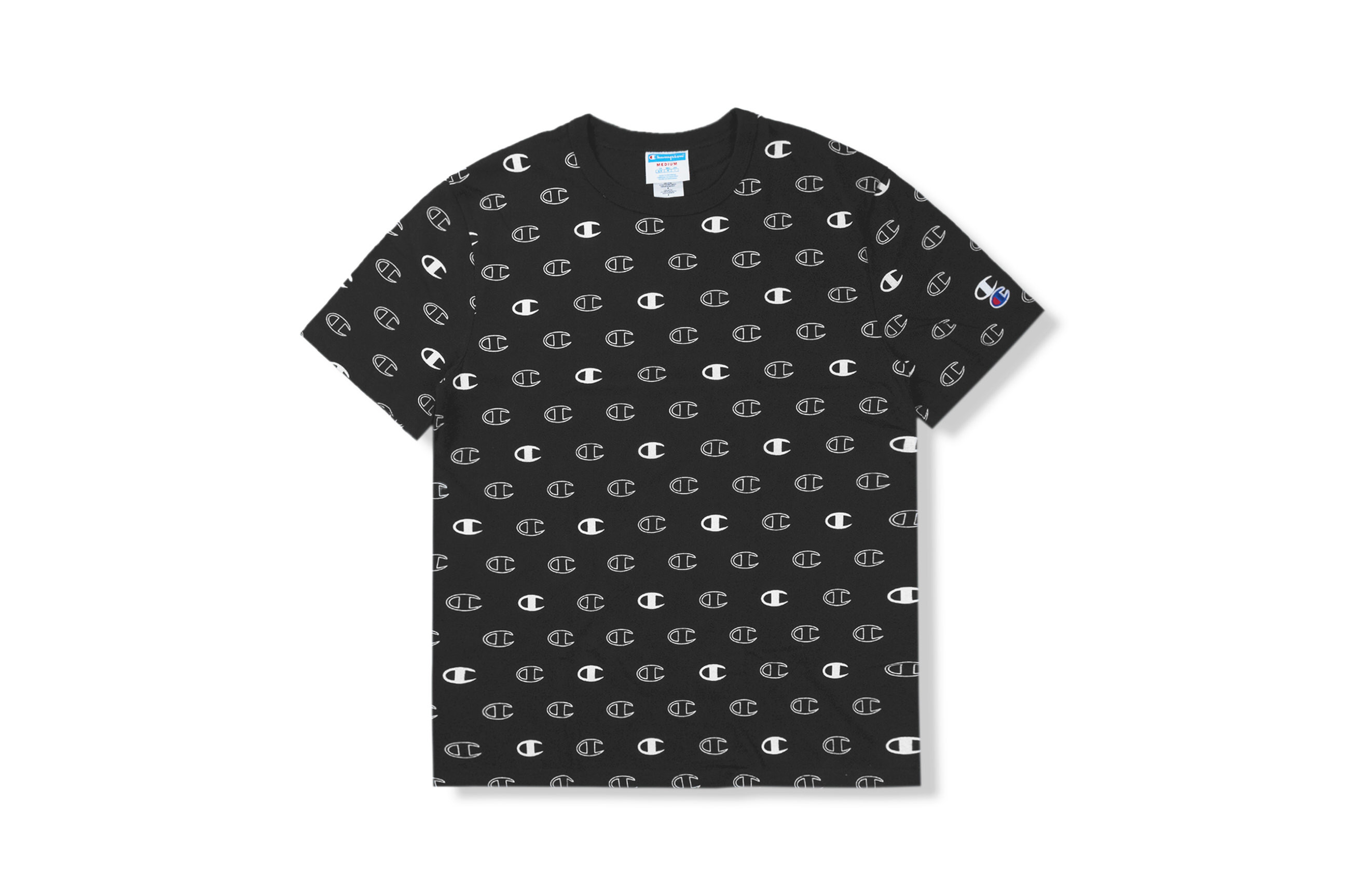 Champion Heritage All Over Logo Black Tee - GLAB.VN