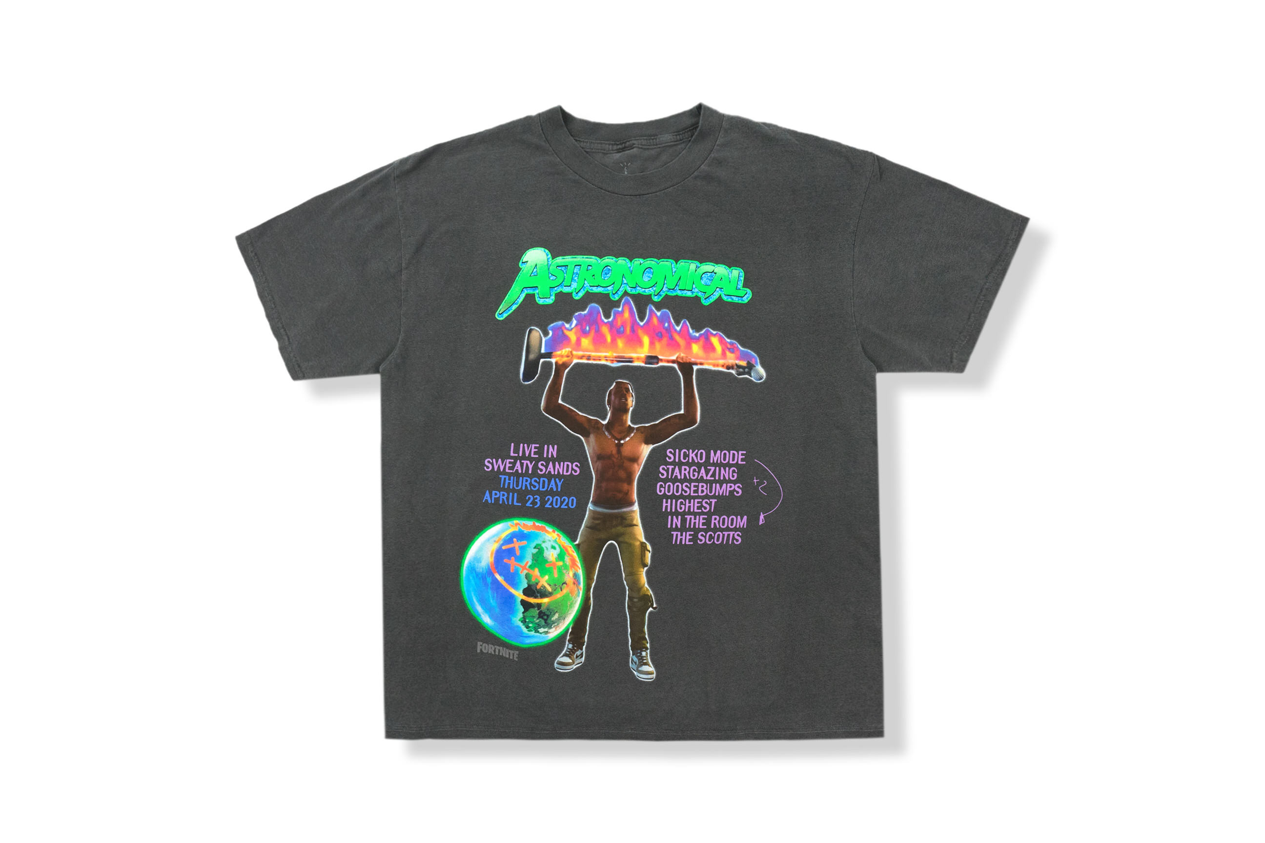Travis Scott Back Bling Tee Grey - GLAB.VN