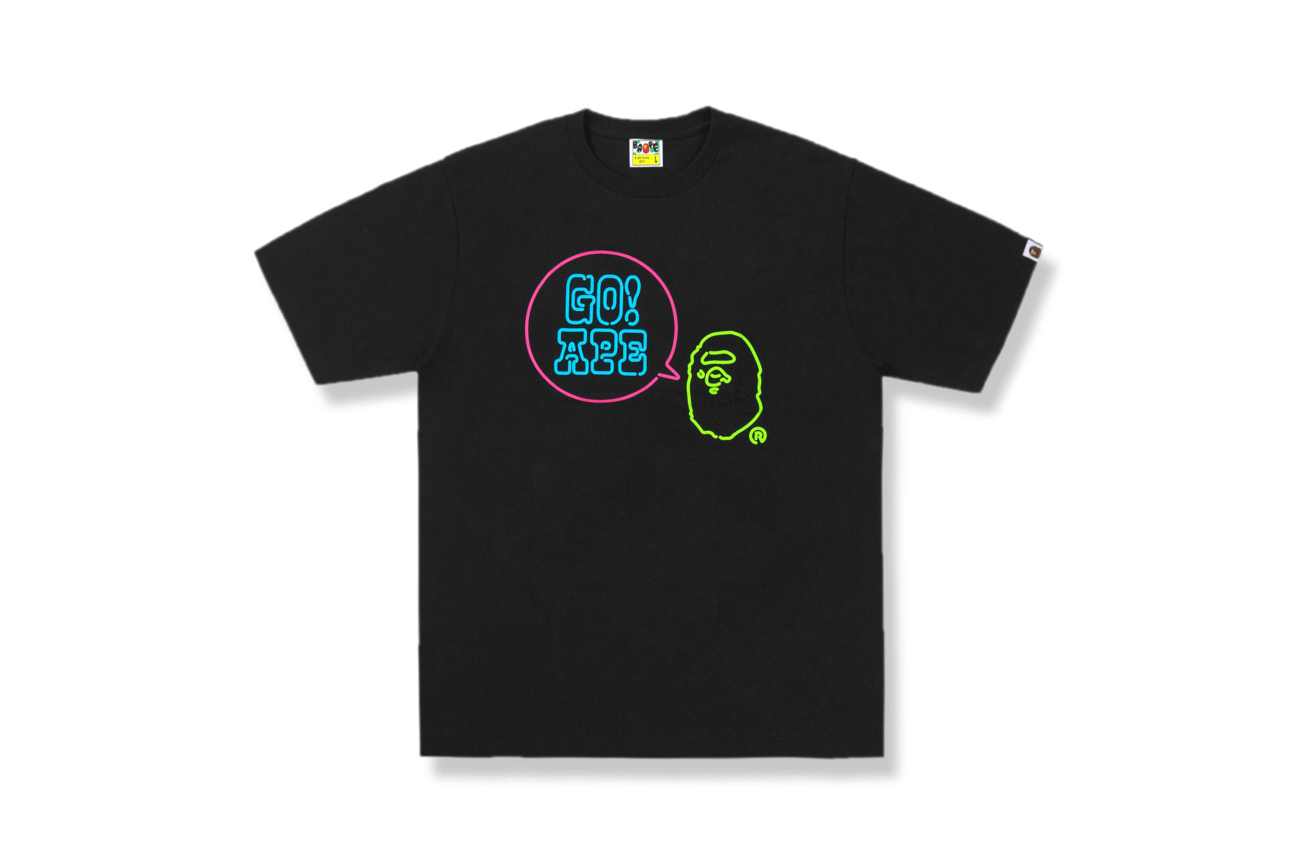 BAPE Neon Sign Go Ape Tee Black - GLAB.VN