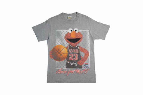 Vintage 90s Sesame Street Elmo Basketball Grey Tee - GLAB.VN